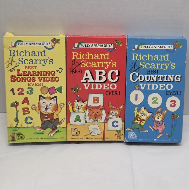 RICHARD SCARRY’S VHS Lot ABC, Learning Songs, Best Counting 3 Tapes ...