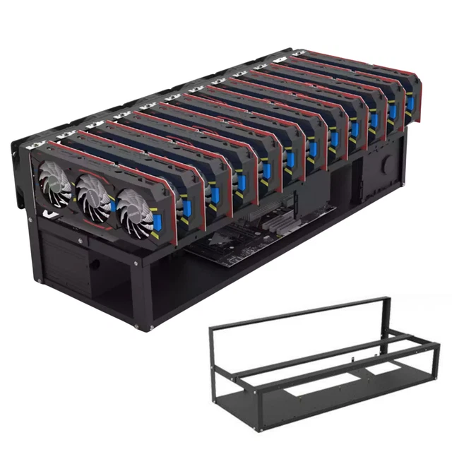 12 GPU CHÂSSIS Ouvert Minage Open Air Miner Mining Computer Frame Rig ...