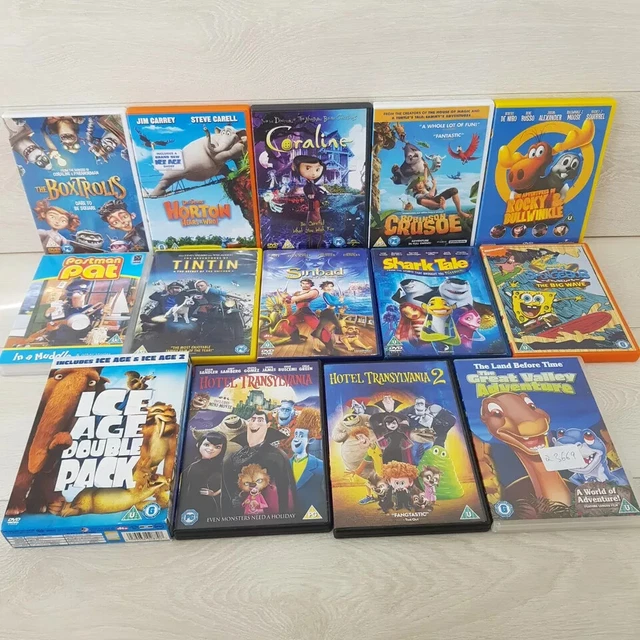 BUNDLE OF 15 DVDs Kids Children Cartoons Hotel Transylvania Sinbad Ice ...