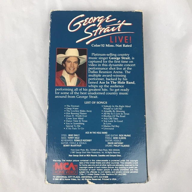 GEORGE STRAIT LIVE 1987 VHS Country Music All My Ex's Live in Texas ...