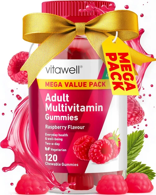 VITAWELL ADULT MULTIVITAMIN Gummies - 120 Raspberry Flavour (2 Month ...