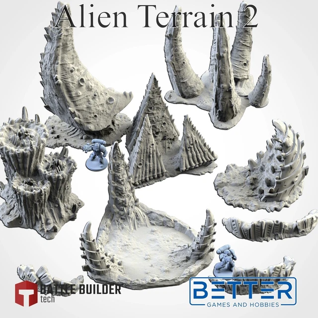 ALIEN TERRAIN SET 2, 3d printed terrain for sci-fi Grimdark wargames ...