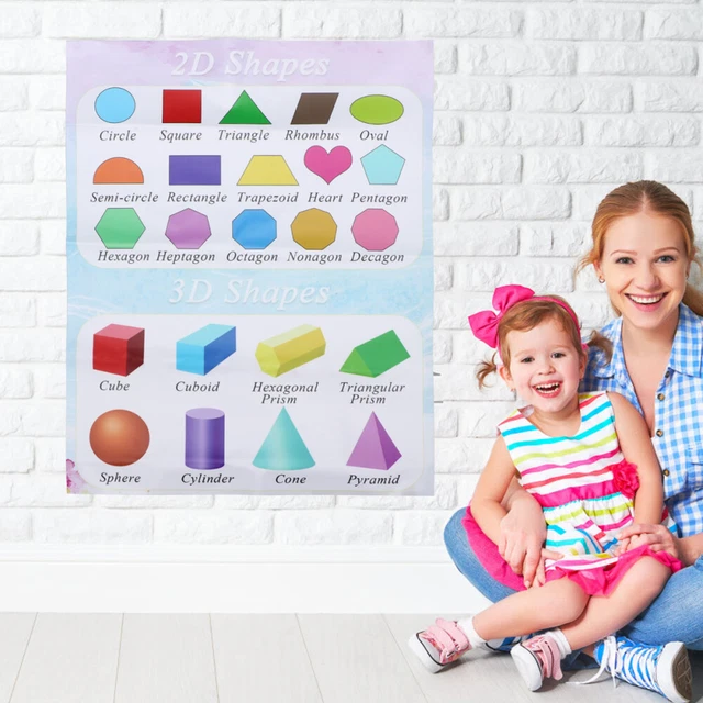 SHAPE COLOR CHART 3d Shapes Chart Math Wall Chart £6.65 - PicClick UK