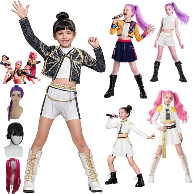 KIDS GIRLS K-POP Demon Hunters Costume Rumi Mira Zoey Cosplay Fancy Dress Outfit £13.49 ...