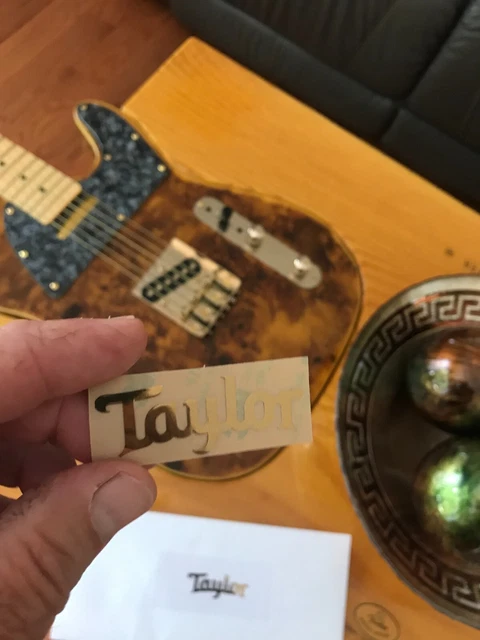 TAYLOR GUITAR METAL Headstock Decal Restoration 3D Laser Metal Sticker ...