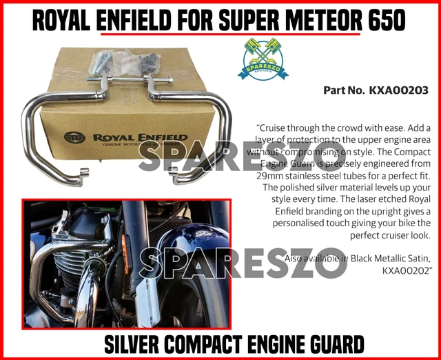 ROYAL ENFIELD &SILVER COMPACT ENGINE GUARD" For Super Meteor 650 - Exp ...
