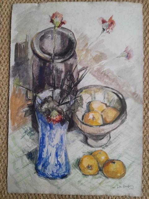 PEINTURE ANCIENNE SIGNÉE nature morte bouquet table EUR 90,00 - PicClick FR