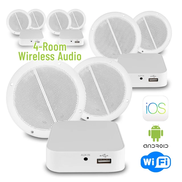 MULTI ROOM CEILING Speaker System with Wi-Fi App Controlled Amplifier ...