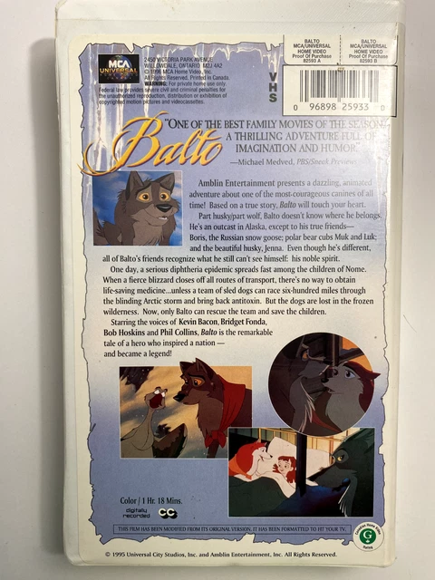 BALTO (VHS, 1996, MCA Universal) Amblin Entertainment, Clam Shell $4.99 ...