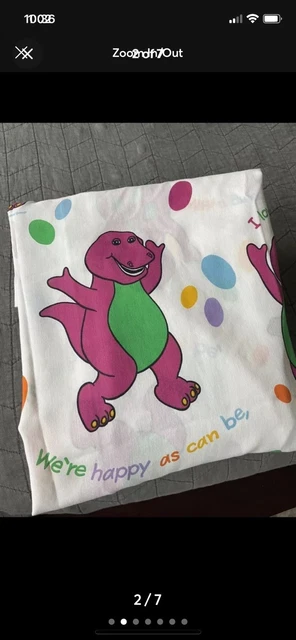 VINTAGE BARNEY SHEETS top flat sheet 1990s 90s Bibb bedding dinosaur ...
