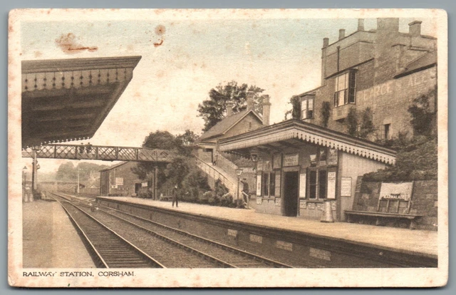 CORSHAM WILTSHIRE POSTCARD Train Station Platforms Railway L Spackman £ ...
