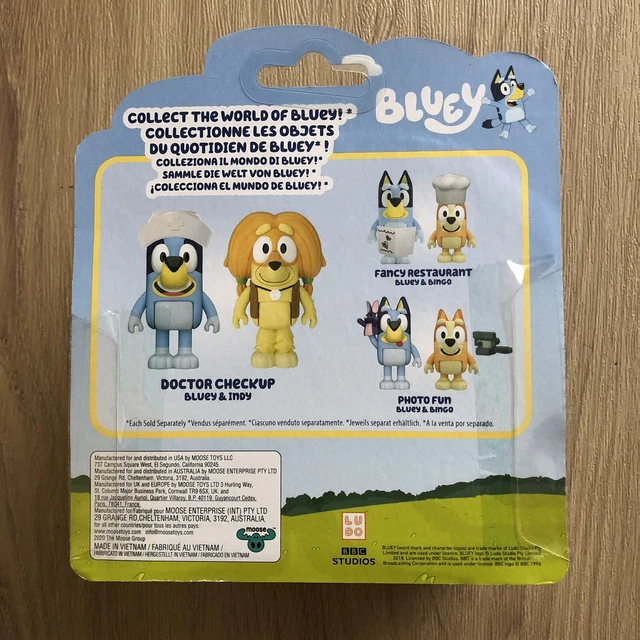 BLUEY DOCTOR CHECKUP Playset, Indy School Friend Figures Afghan Hound ...