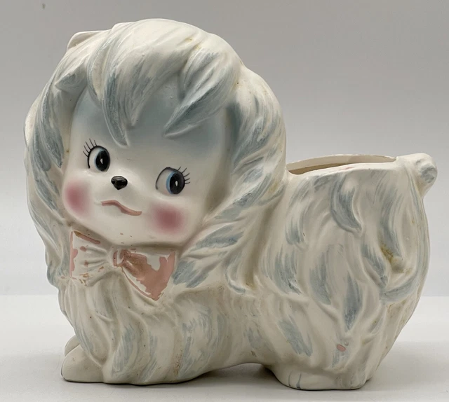 VINTAGE LEFTON MR Toodles Planter White Maltese Dog Anthropomorphic ...