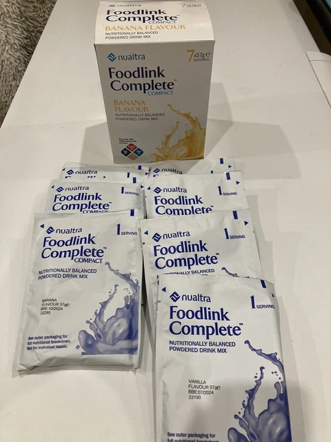 NUALTRA FOODLINK COMPLETE Banana Flavour 10x57g,Vanilla 4x57g 2024 £12. ...