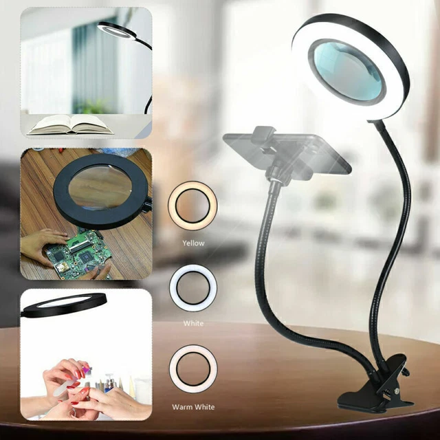 LOUPE DE TABLE LED avec support, grossissement 10X, loupe de travail ...