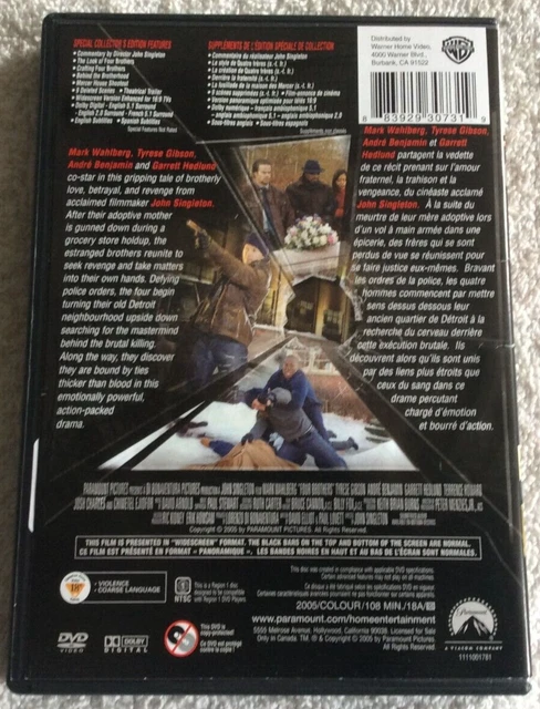 FOUR BROTHERS DVD 2005 Widescreen Mark Wahlberg Tyrese Gibson Andre ...