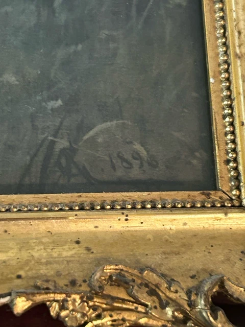 ANTIQUE ORNATE ART Nouveau Picture Frame Pastel Drawing Country ...