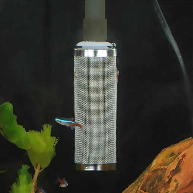 FISH TANK FINE Nets Cylinder Stainless Steel Filter Aquarium Inlet ...