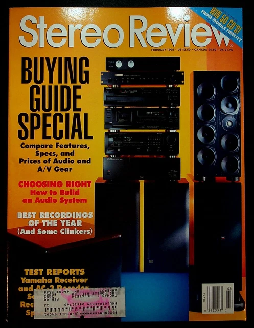 VTG STEREO REVIEW Magazine February 1996 Buying Guide Yamaha Infinity ...