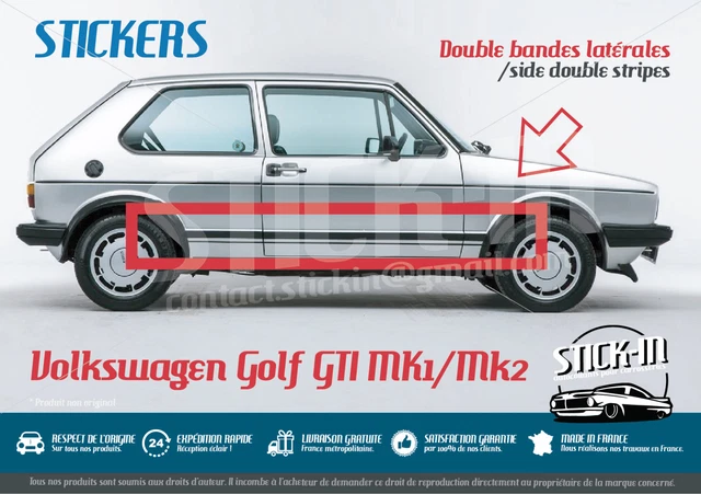 VW VOLKSWAGEN GOLF GTI mk1 2 - Stickers Autocollants Bandes Stripes ...