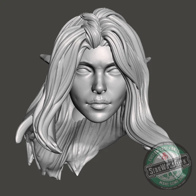 FEMALE ELF LONG hair Fantasy D&D custom head for 4" 6" 7" 12" action ...