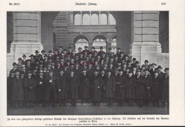 BERN, BILDDOKUMENT 1916, Leipziger Gewandhausorchester in der Schweiz ...