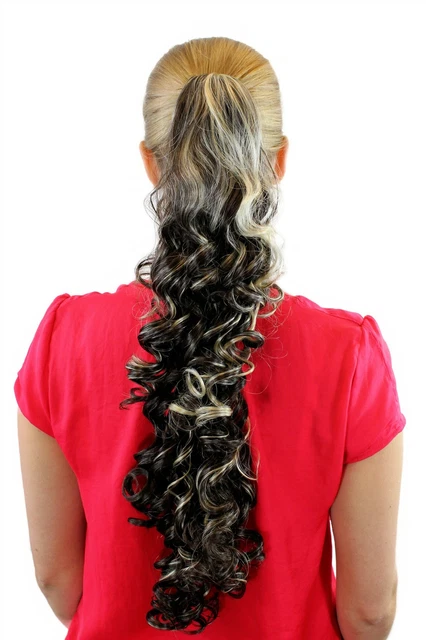 POSTICHE BRUN-BLOND-MIX ENV. 60cm Bouclé Pince Papillon Extension ...