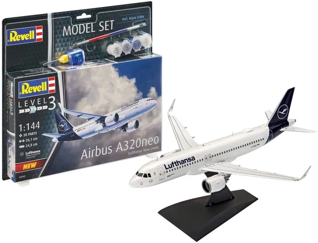 REVELL, SET MODELLINO Airbus A320 neo Lufthansa con verniciatura da ...