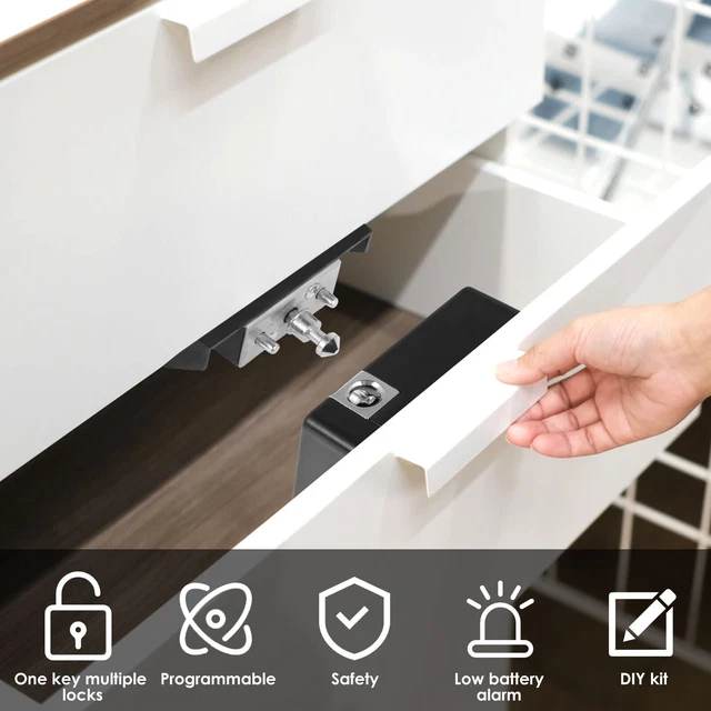 HIDDEN ELECTRONIC CABINET Lock DIY RFID Drawer Lock Cupboard Drawer ...