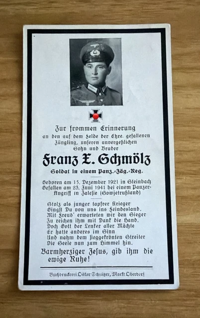STERBEBILD WK2 STEINBACH Soldart Panzajäger Rgt KIA Panzerangriff bei ...