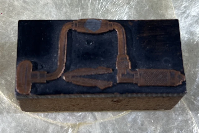ANTIQUE LETTER PRESS Printing Press Wood Block Stamp Copper Metal Hand ...