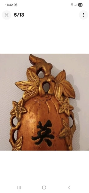 RARE ENSEIGNE CHINOISE En Bois Laqué. Chine Asie Indochine. Courge EUR ...