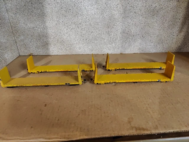 HO SCALE ROUNDHOUSE 60 Ft Bulkhead Flat Cars Union Pacific UP LOT of 4 ...
