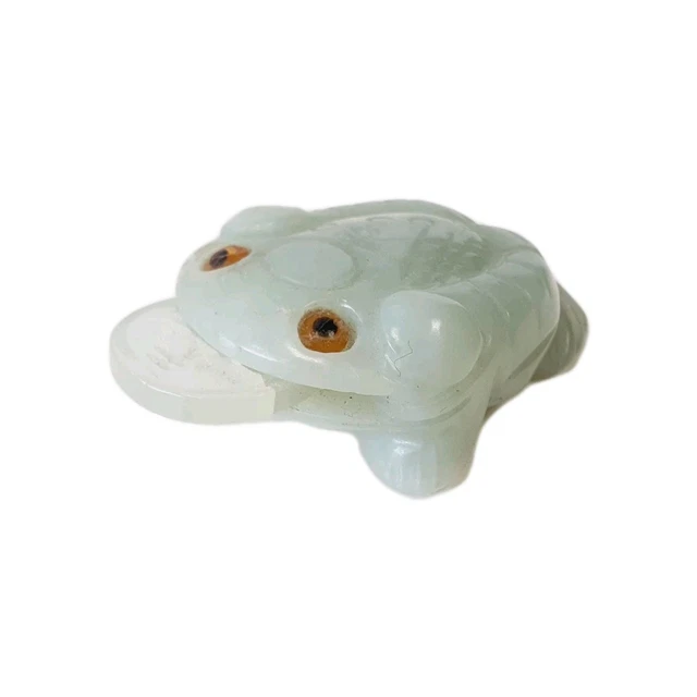 JADE FROG W Token Chinese Carved Vintage Green Natural Jadeite Rare 43 ...