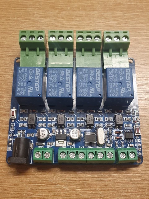12V MODBUS RTU 4 Way Relay Module STM8S103 4 Road Input RS485 ...