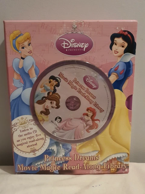 DISNEY PRINCESS MOVIE Magic Read Along Library With Audio CD Aladdin ...