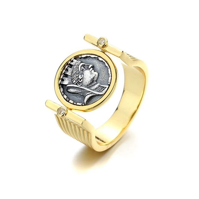 WEALTH TYCHE ANCIENT Greek Coin Replica 18K Gold Over Sterling Silver ...