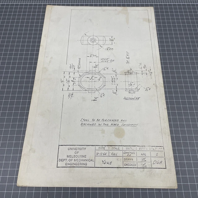 VINTAGE 1960S TECHNICAL Drawing University Melbourne Art Junk Engineer ...