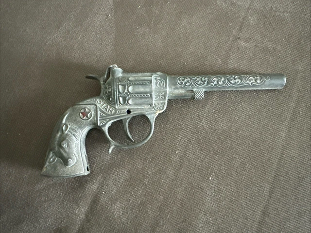 VINTAGE 1950S DIECAST Metal Hubley Star Cap Country Western Kids Pistol ...