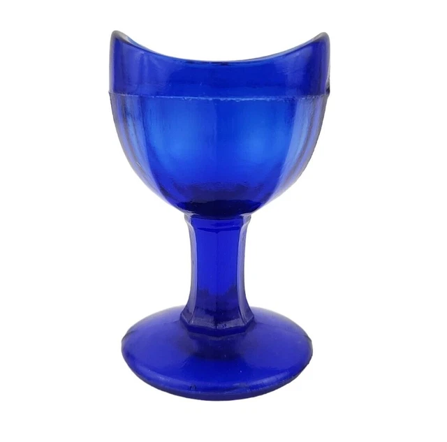 MEDICAL EYE WASH Cup COBALT BLUE Pedestal Base Embossed M 8 Panel Maris ...