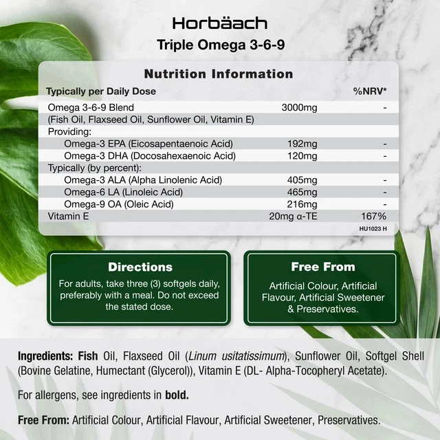 OMEGA 3 6 9 Capsules | Fish Oil + Flaxseed + Evening Primrose | UK £20. ...