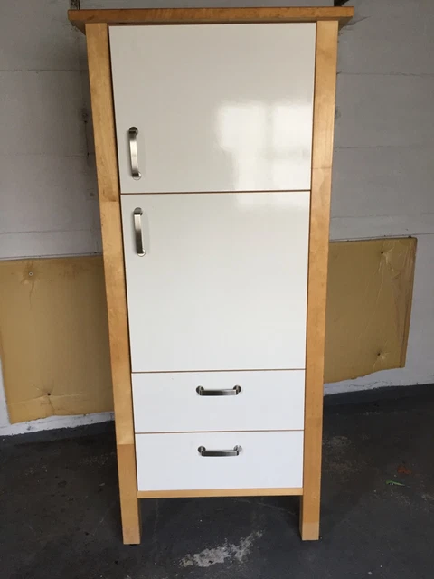 IKEA VARDE KITCHEN freestanding tall cabinet unit. Birch & white.1 of 2 ...
