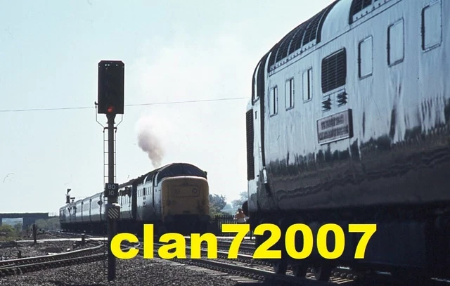 ORIGINAL RAILWAY COLOUR slide 2 cl 55s Deltics passing signal BD10 ...