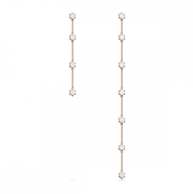 SWAROVSKI CONSTELLA ROSE Gold Tone Asymmetrical Statement Drop Earrings ...