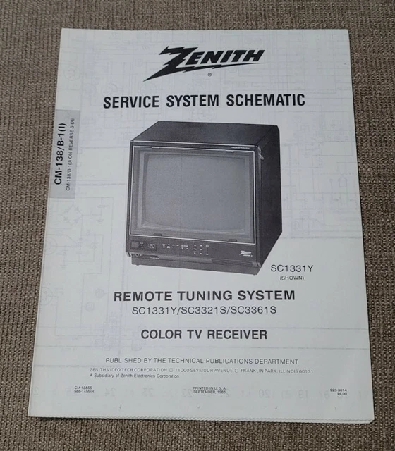 ZENITH SERVICE SYSTEM Schematic remote tuning system. SC1331Y color tv ...