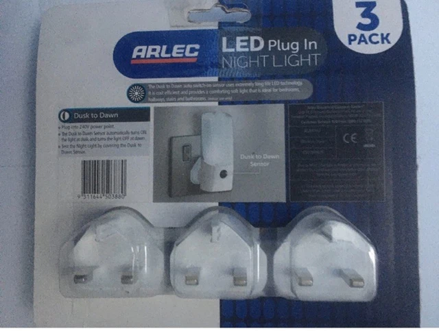 ARLEC 3 PACK LED Plug In Nightlights-Dusk to Dawn Auto Switch-on Sensor ...
