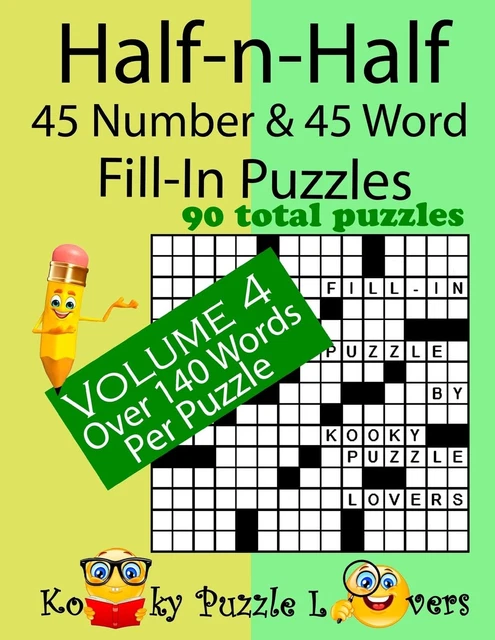 KOOKY PUZZLE LO Half-n-Half Fill-In Puzzles, 45 number & 45 Word Fill ...