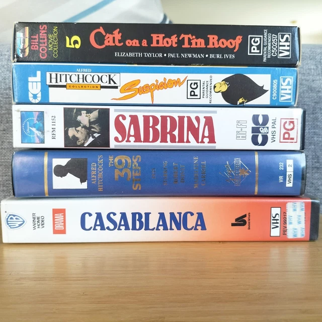 VHS BUNDLE X 5, Casablanca, The 39 Steps, Alfred Hitchcock, Sabrina ...