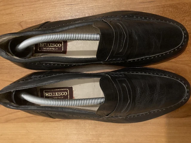 VINTAGE 80S MOD Style Black Leather Bellesco Men's Loafer Shoe Size 43. ...