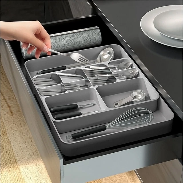 LARGE EXPANDABLE CUTLERY Tray Kitchen Drawer Organiser Utensil Storage ...